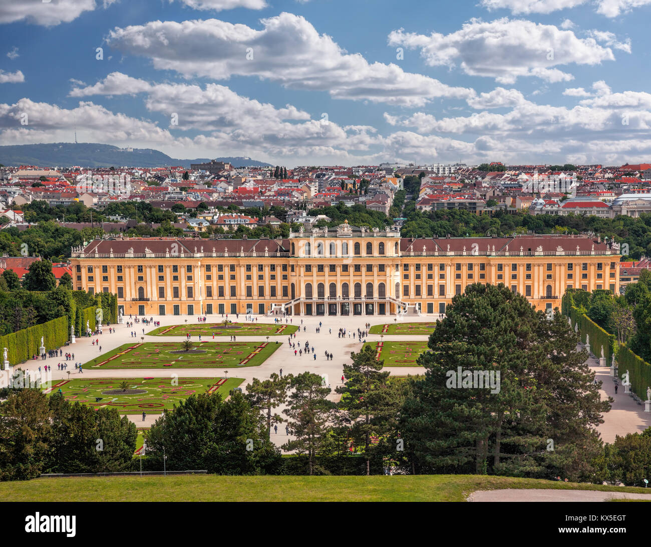 Famous Schonbrunn Palace with gardens in Vienna, Austria Stock Photo ...