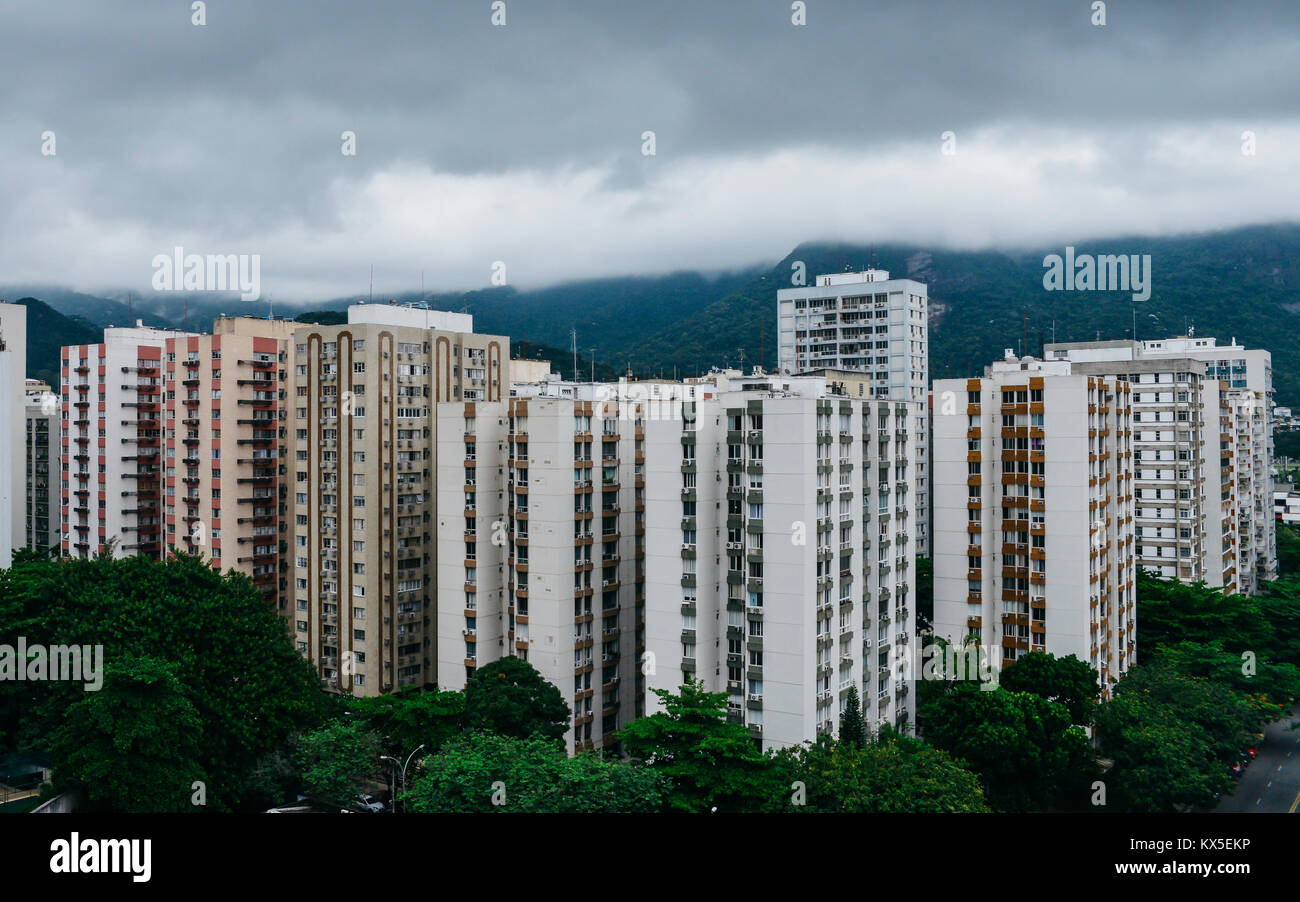 Crowded high-rises in Leblon, Rio de Janeiro, Brazil neighbourhood ...