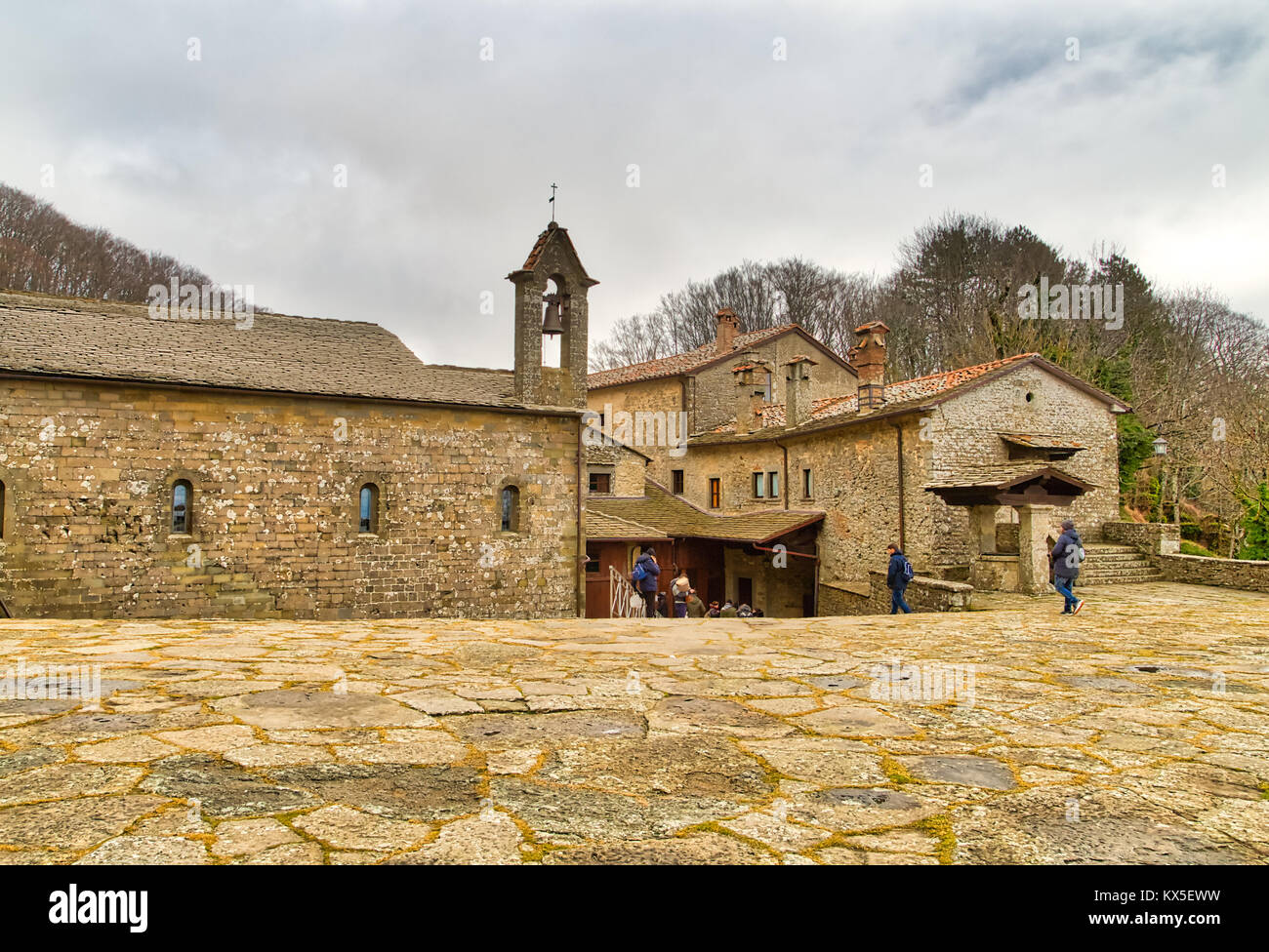 ancient walls of Franciscan sanctuary in the Tuscan Apennines Stock ...