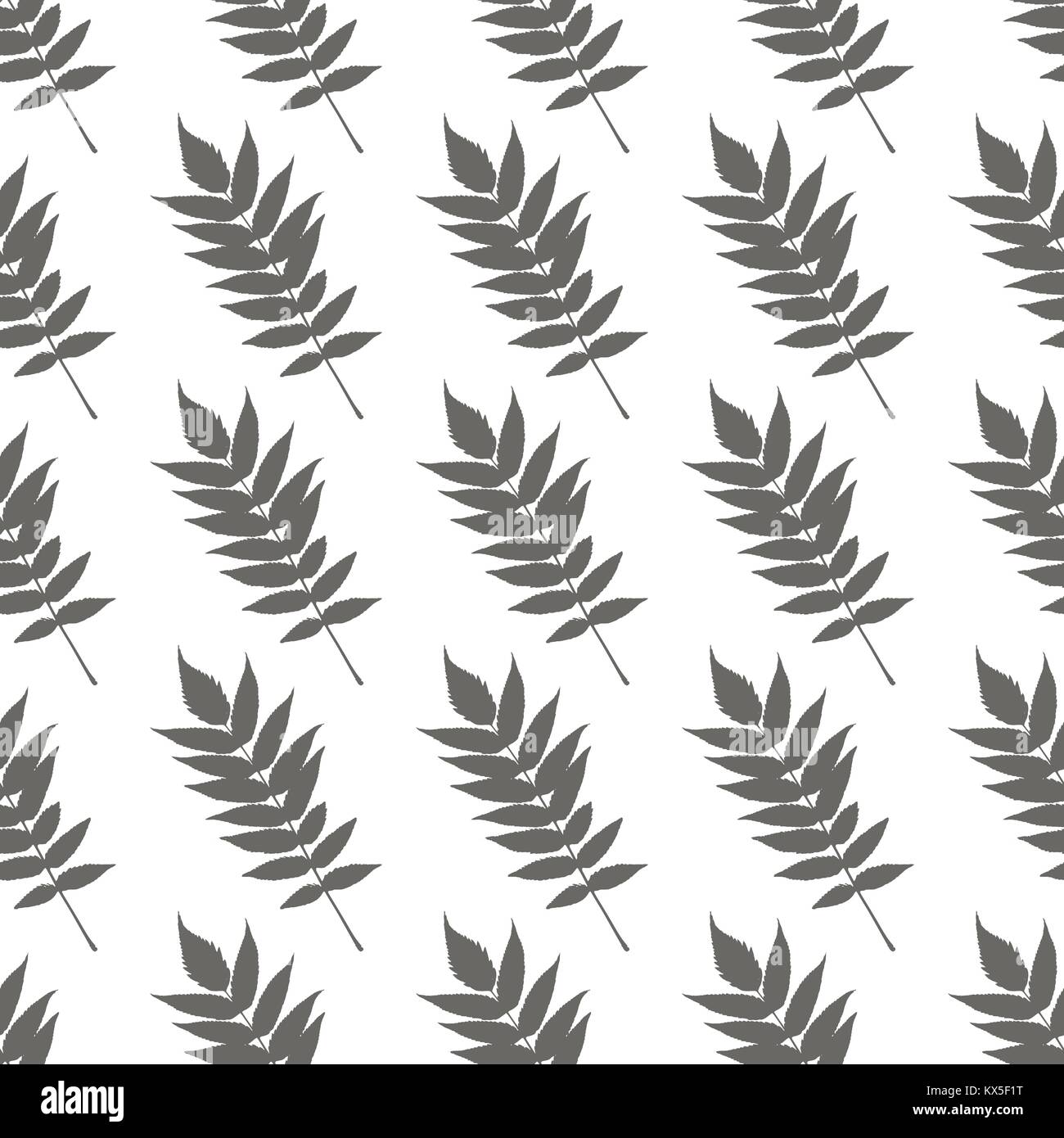 Seamless vector pattern of twig with leaves isolated on white ...