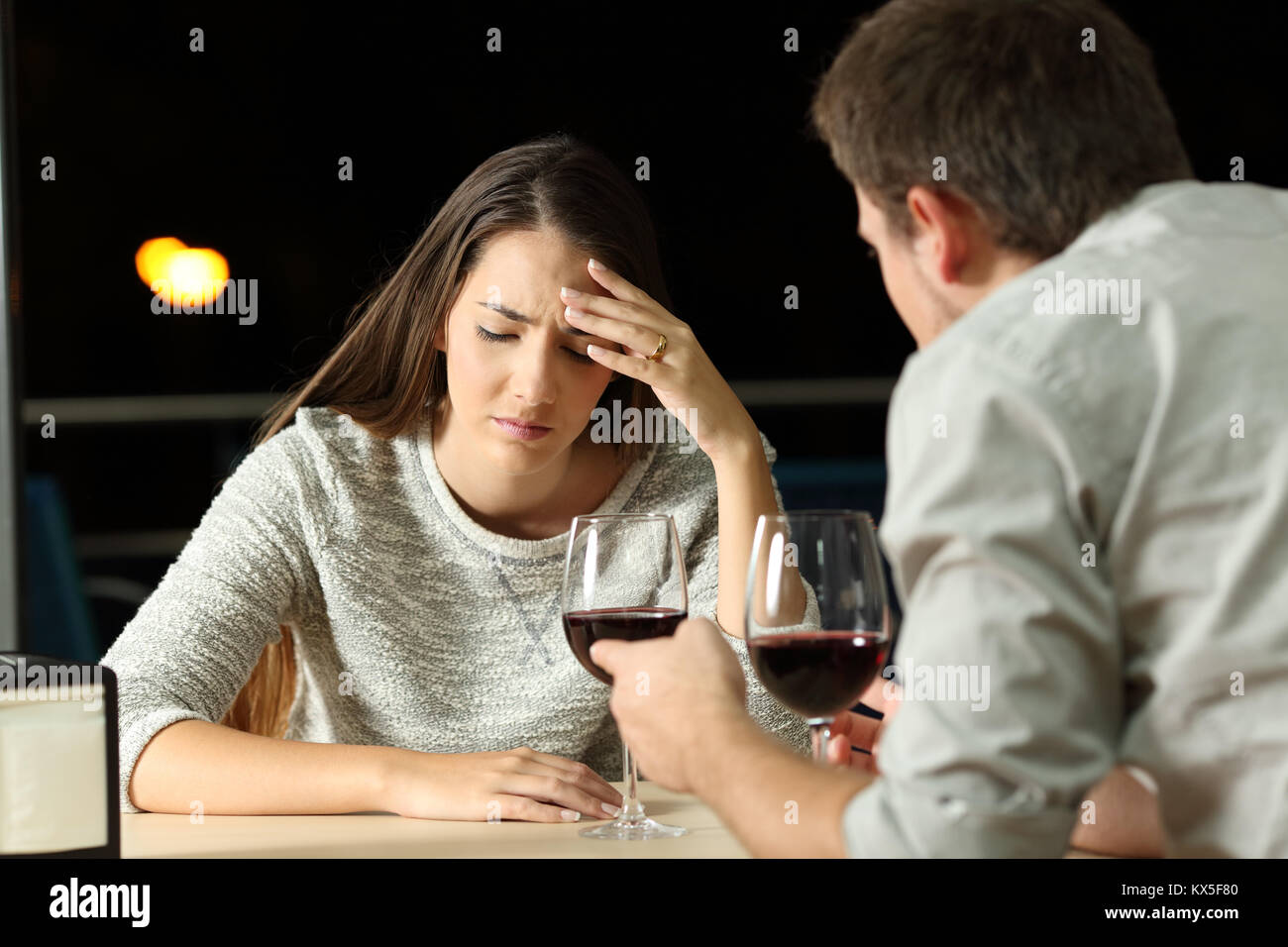 Pair talking in night restaurant hi-res stock photography and images ...