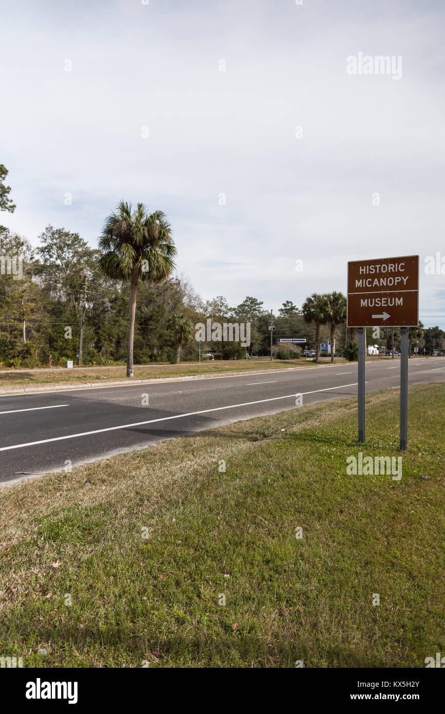 Historic Town of Micanopy, Florida Road Sign Stock Photo - Alamy