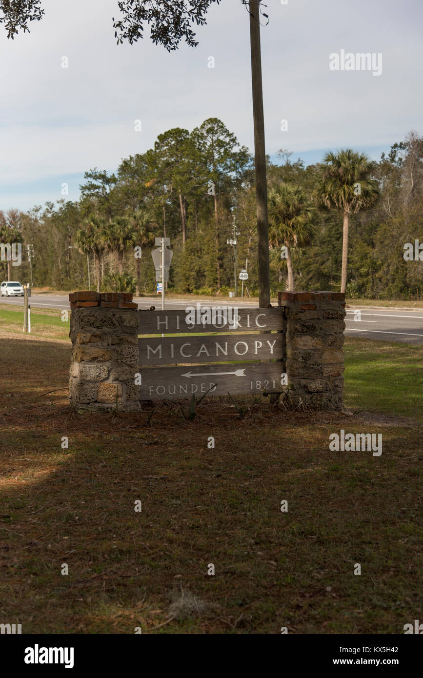 Historic Town of Micanopy, Florida Road Sign Stock Photo - Alamy
