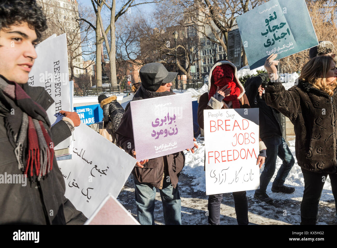 New York, United States. 07th Jan, 2018. About 2 dozen of Iranian ...