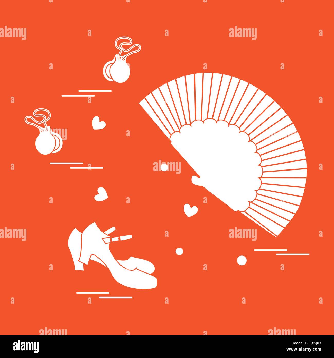 Vector illustration with various symbols of dance culture of Spain ...