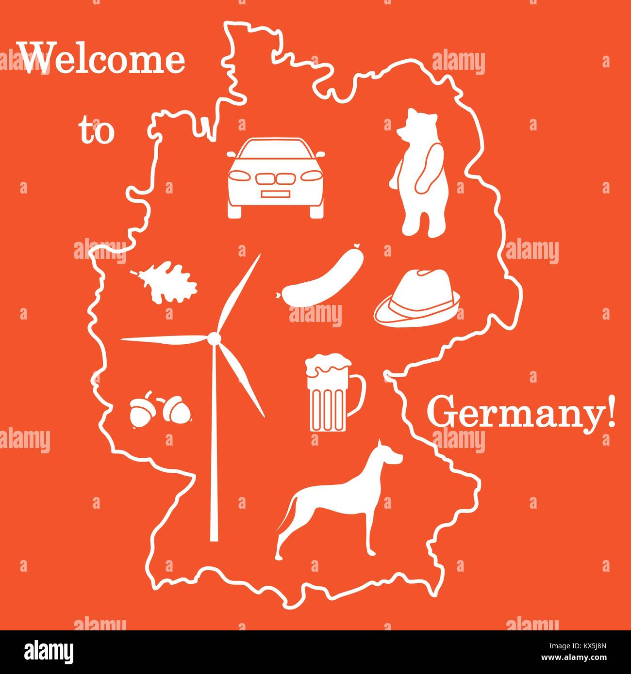 Vector illustration with various symbols of Germany. Travel and leisure ...