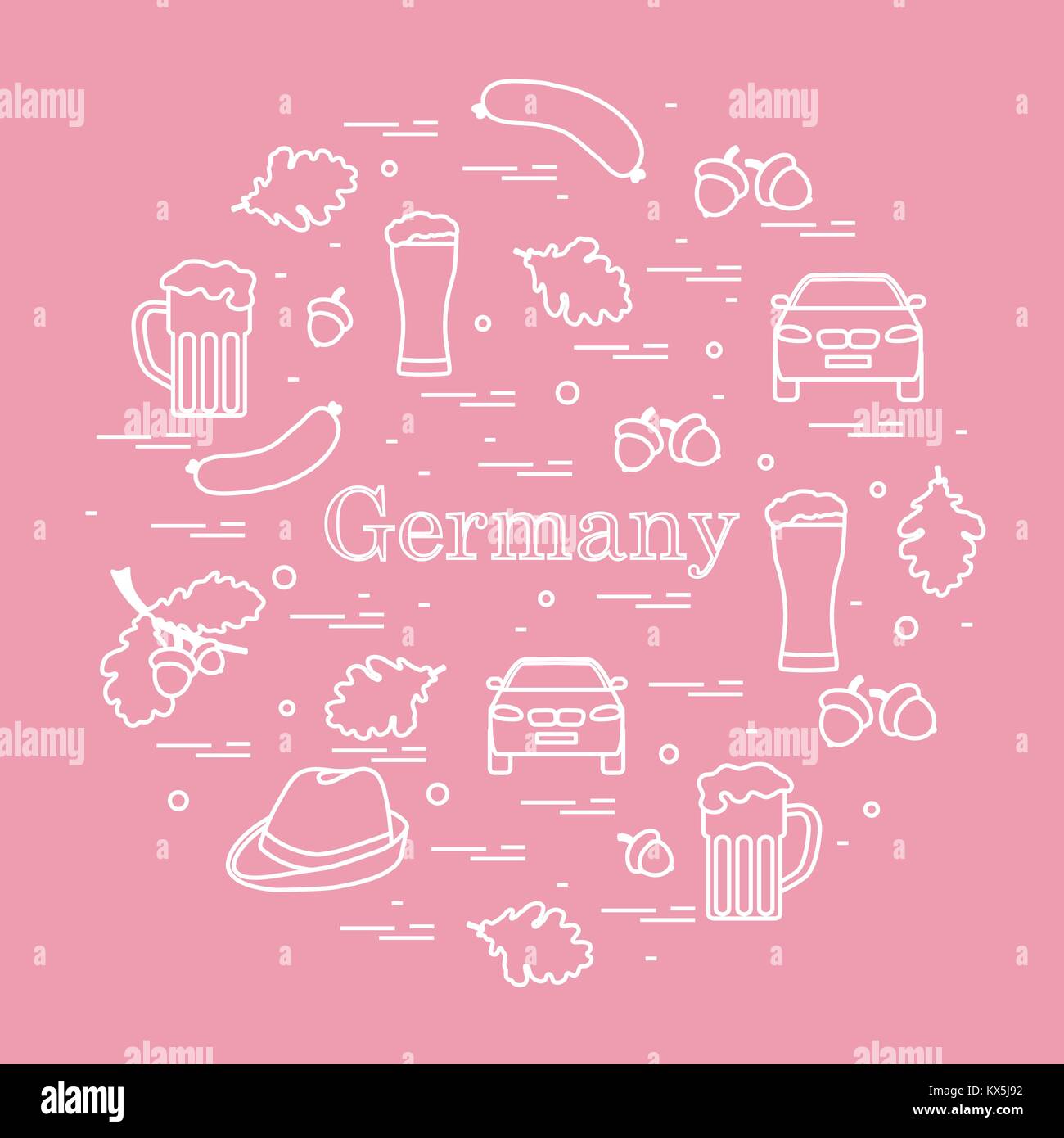 Vector illustration with various symbols of Germany arranged in a ...