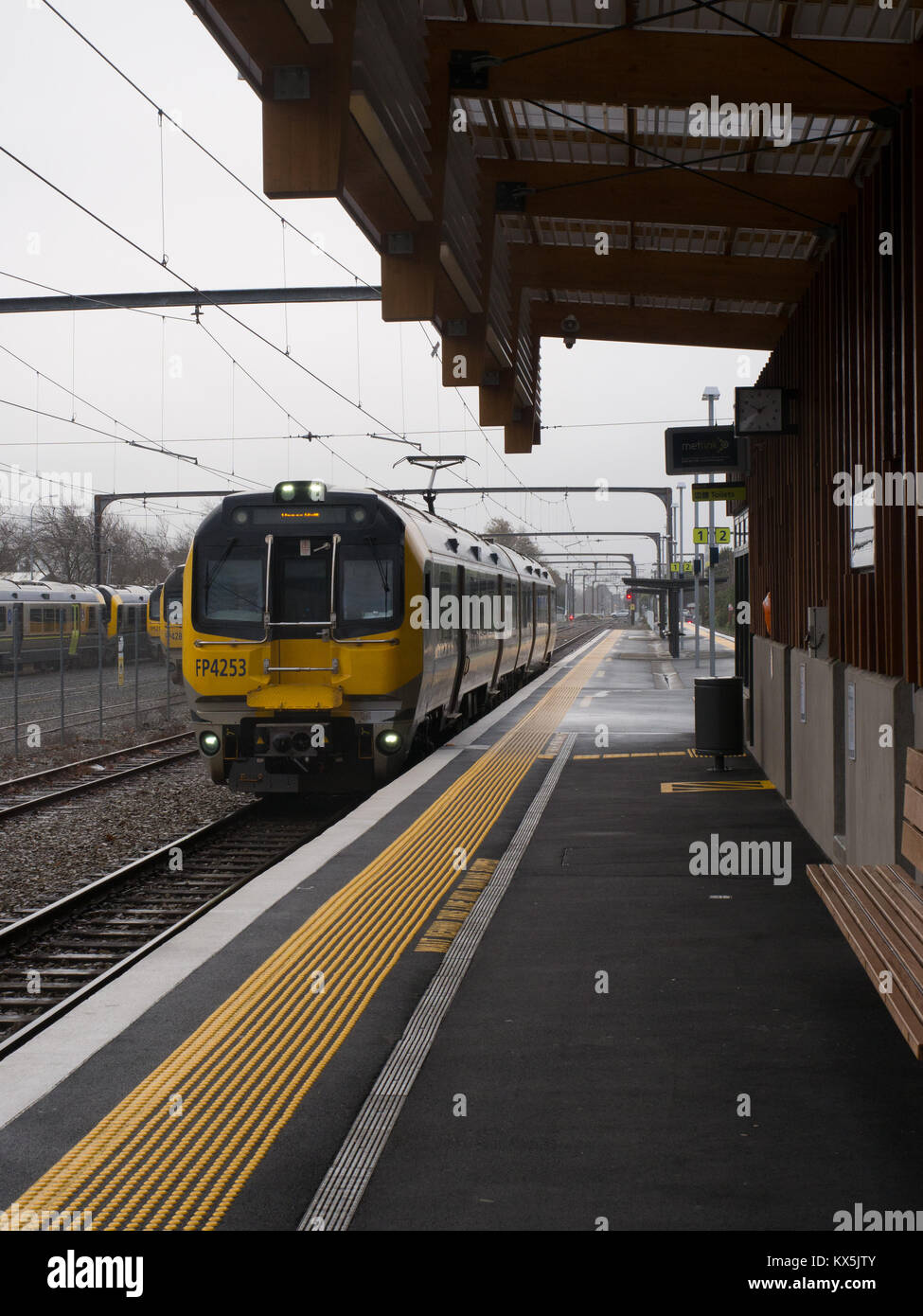 Train Pulling Into The Station Stock Photo - Alamy