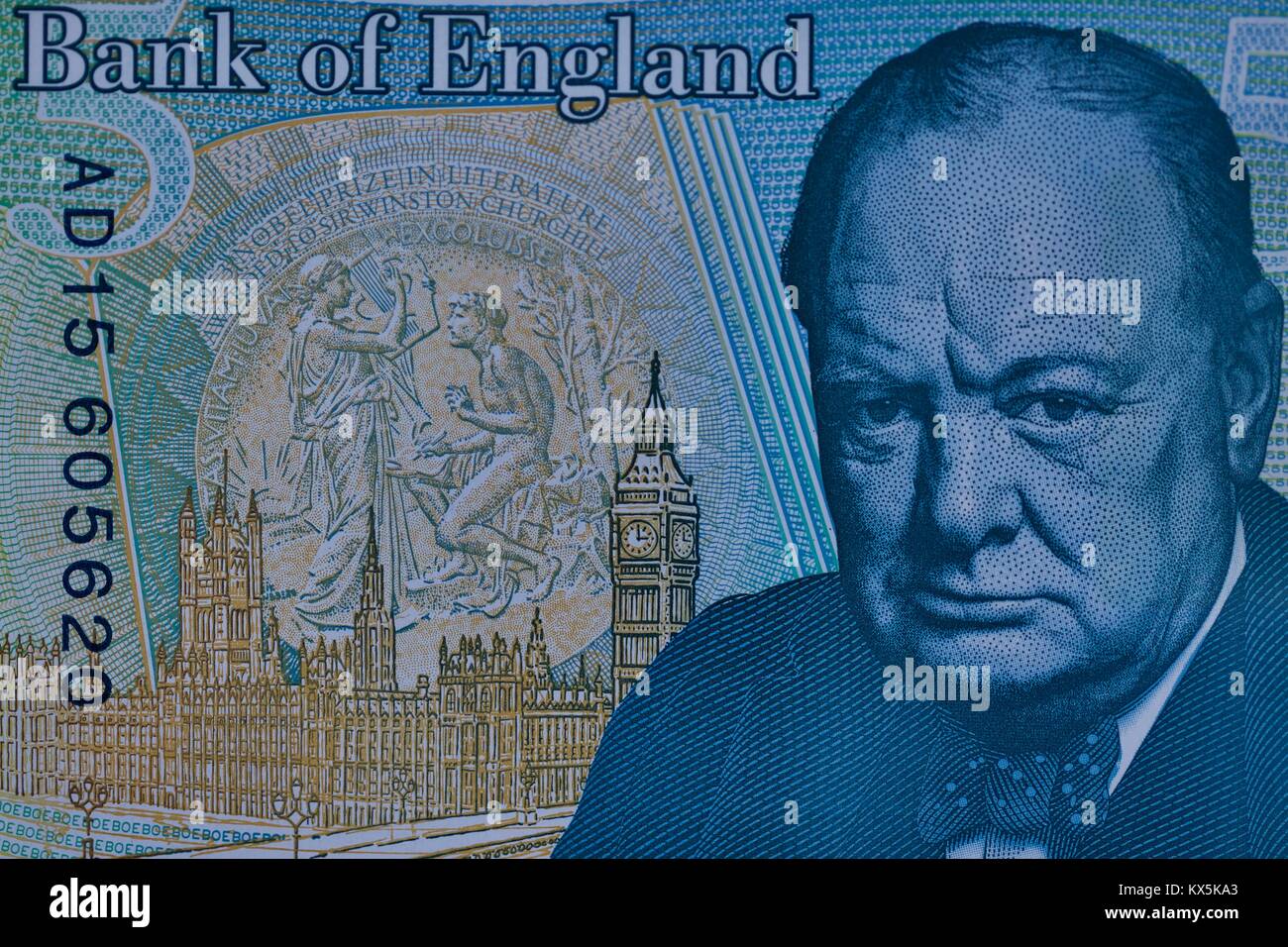 The new 2016 polymer five pound bank note from the Bank of England ...