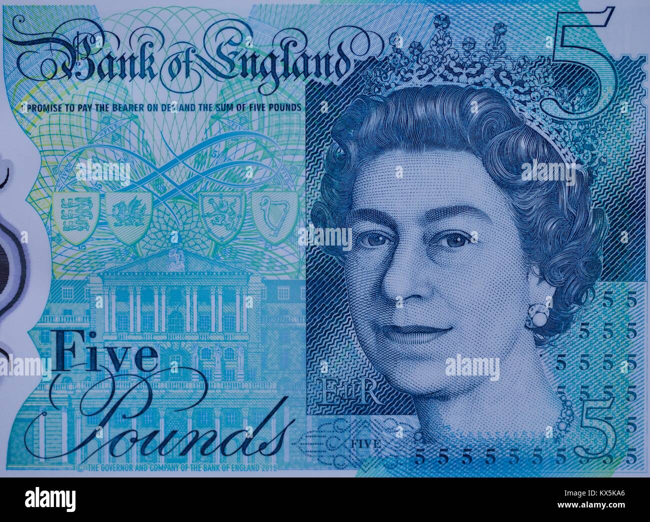 The new 2016 polymer five pound bank note from the Bank of England ...