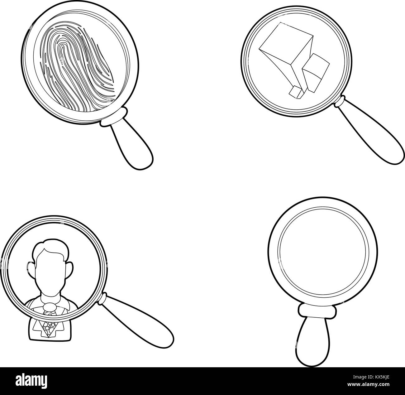 Magnifier glass icon set, outline style Stock Vector Image & Art - Alamy