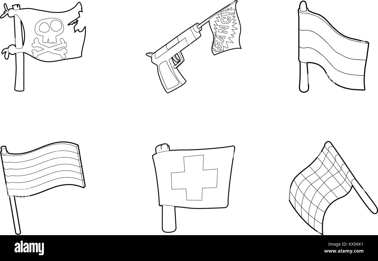 Flag icon set, outline style Stock Vector Image & Art - Alamy