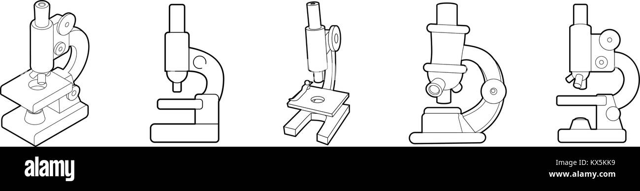 Microscope icon set, outline style Stock Vector Image & Art - Alamy