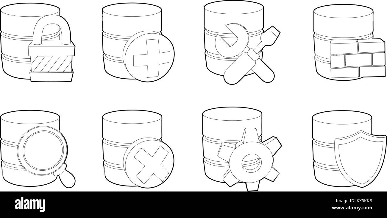 Server icon set, outline style Stock Vector Image & Art - Alamy