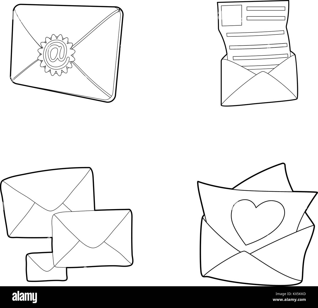 Mail icon set, outline style Stock Vector Image & Art - Alamy