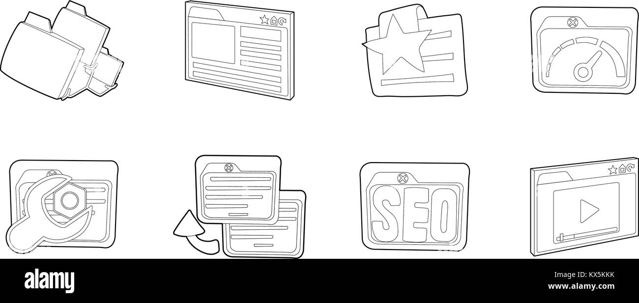 Folder icon set, outline style Stock Vector Image & Art - Alamy