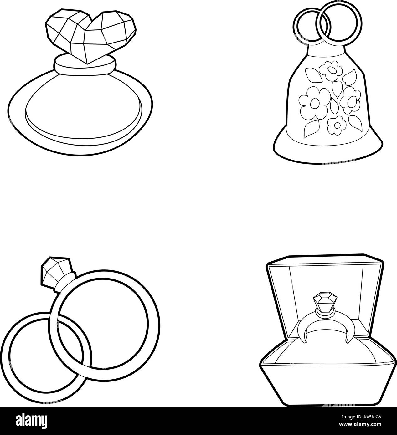 Ring icon set, outline style Stock Vector Image & Art - Alamy