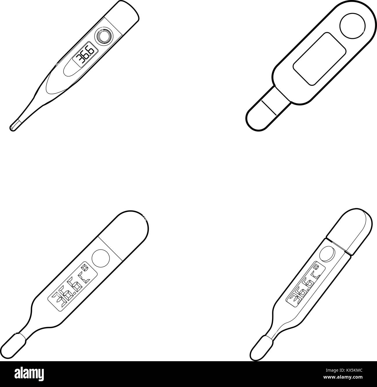 Thermometer icon set, outline style Stock Vector Image & Art - Alamy