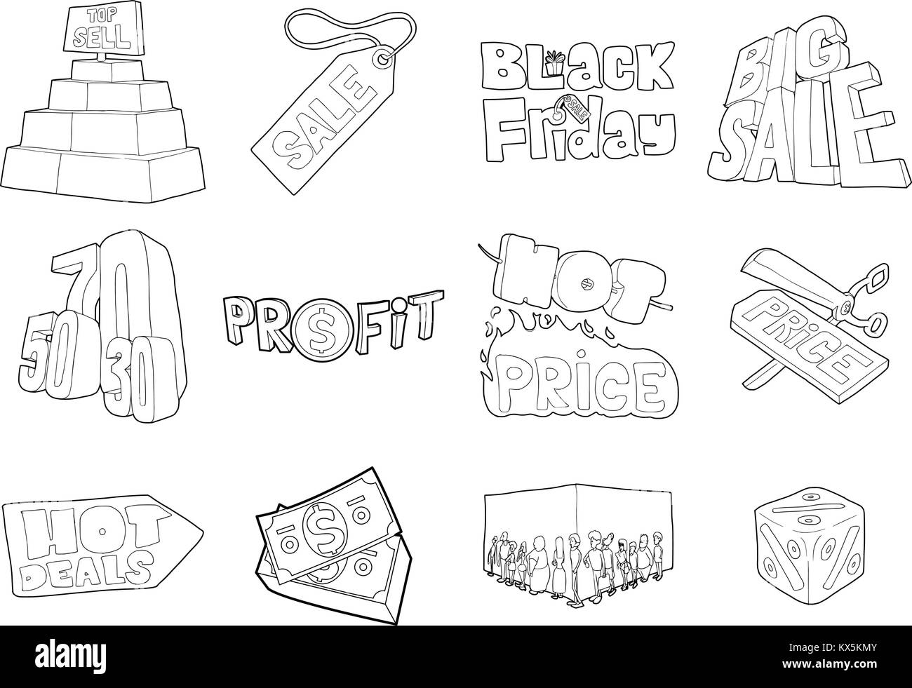 Sale icon set, outline style Stock Vector Image & Art - Alamy