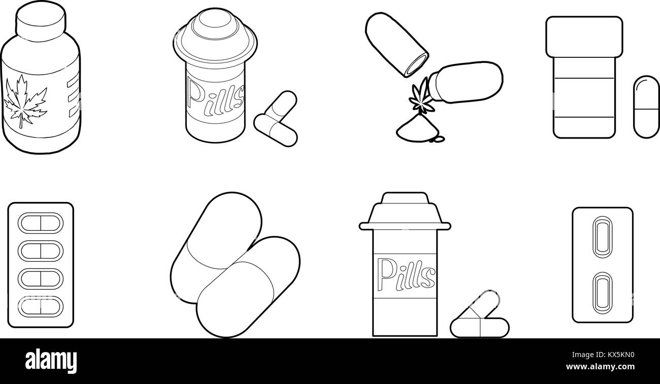 Capsule icon set, outline style Stock Vector Image & Art - Alamy