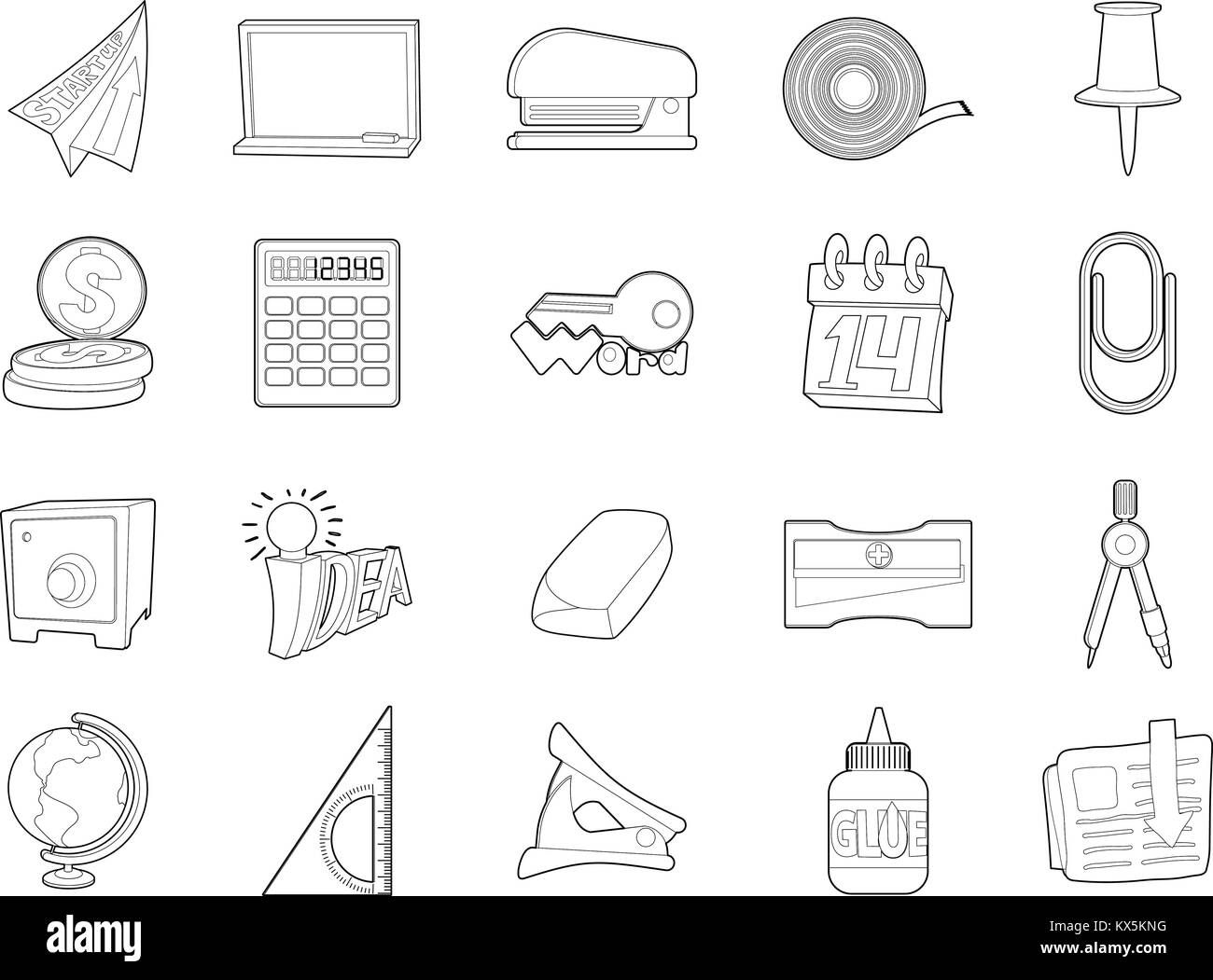 Office tools icon set, outline style Stock Vector Image & Art - Alamy