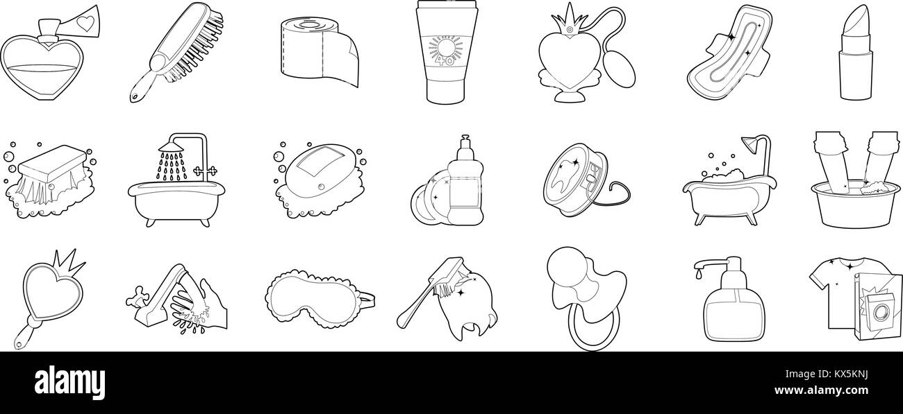 Personal hygiene icon set, outline style Stock Vector Image & Art - Alamy