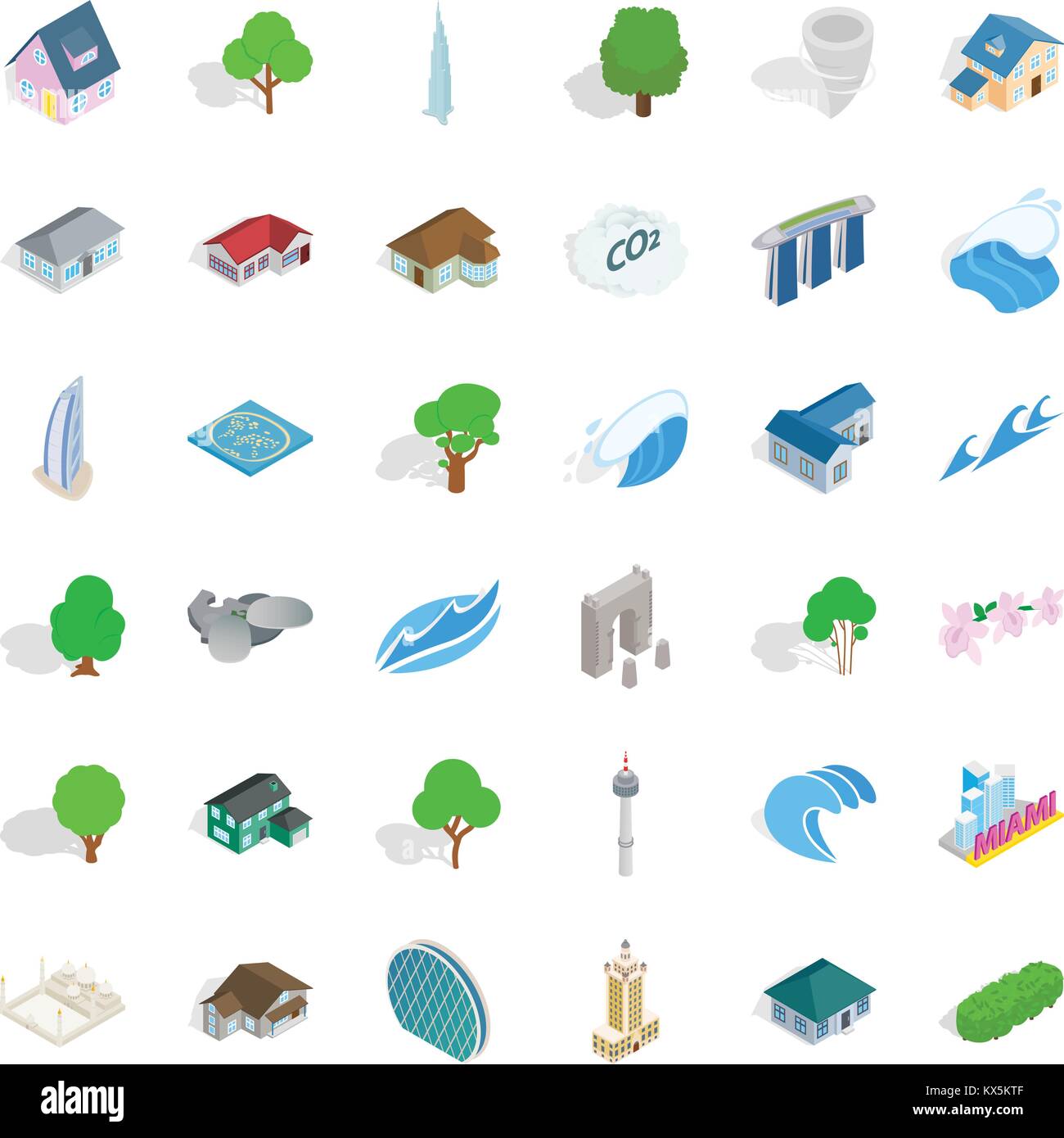 Town element icons set, isometric style Stock Vector Image & Art - Alamy