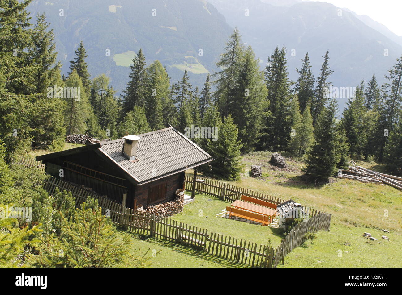 typical mountain huts on the Alps in Italy Stock Photo - Alamy