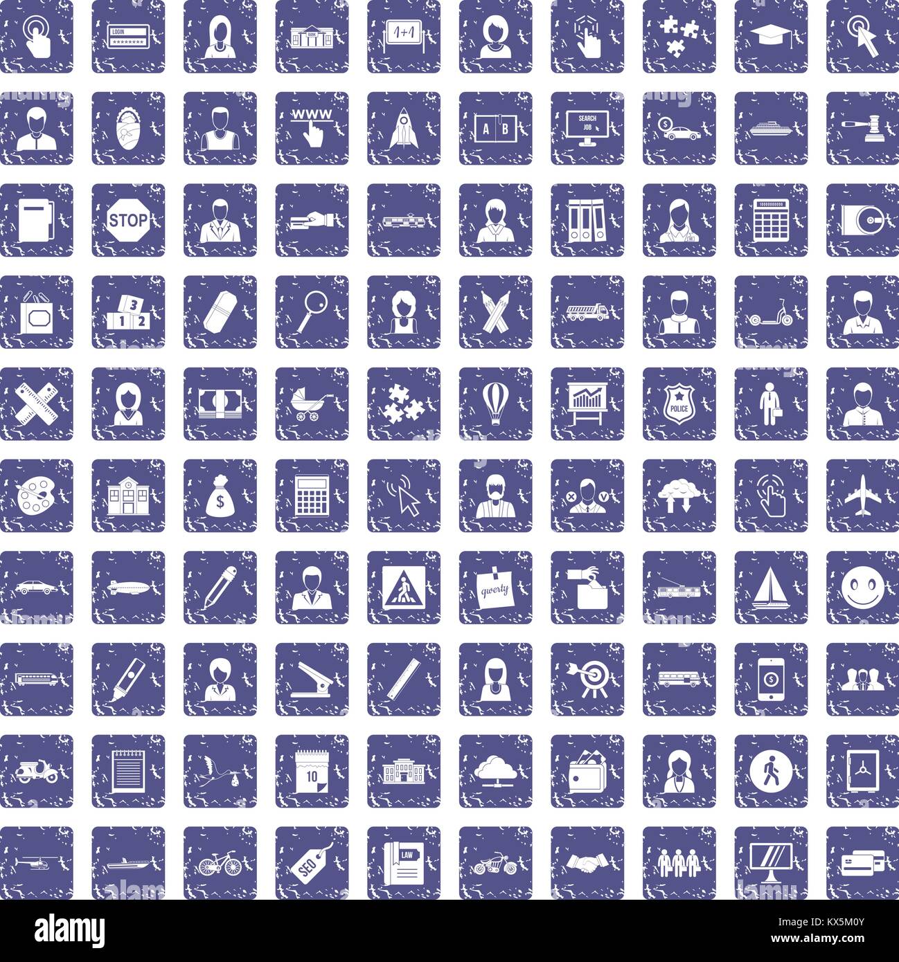 100 initiation icons set grunge sapphire Stock Vector Image & Art - Alamy