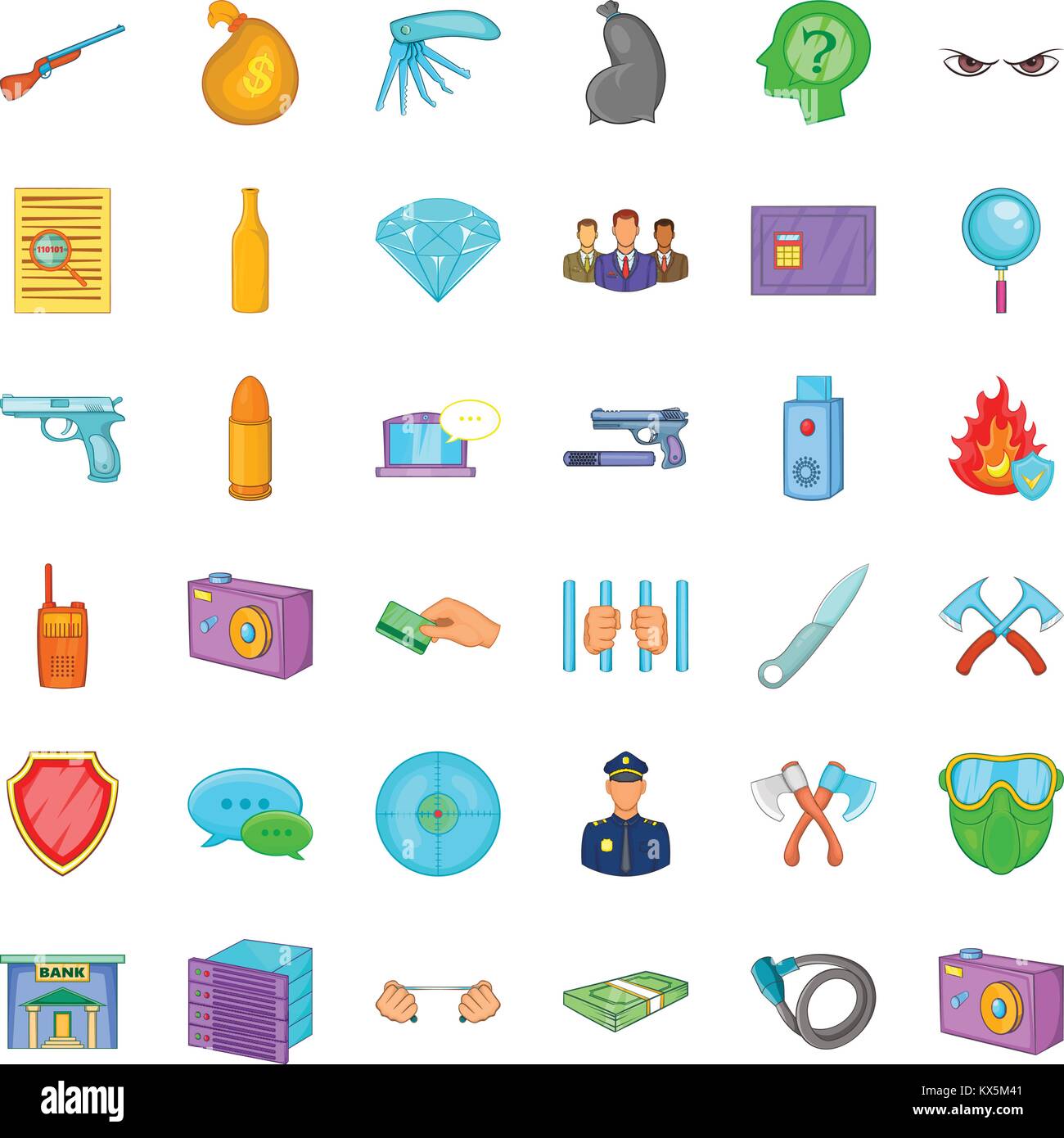 Robbery icons set, cartoon style Stock Vector Image & Art - Alamy