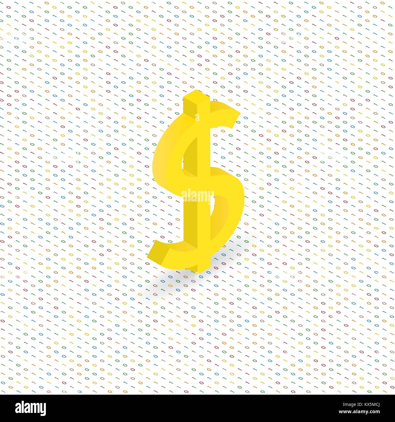 Dollar sign on a digital background. Isometric vector illustration ...