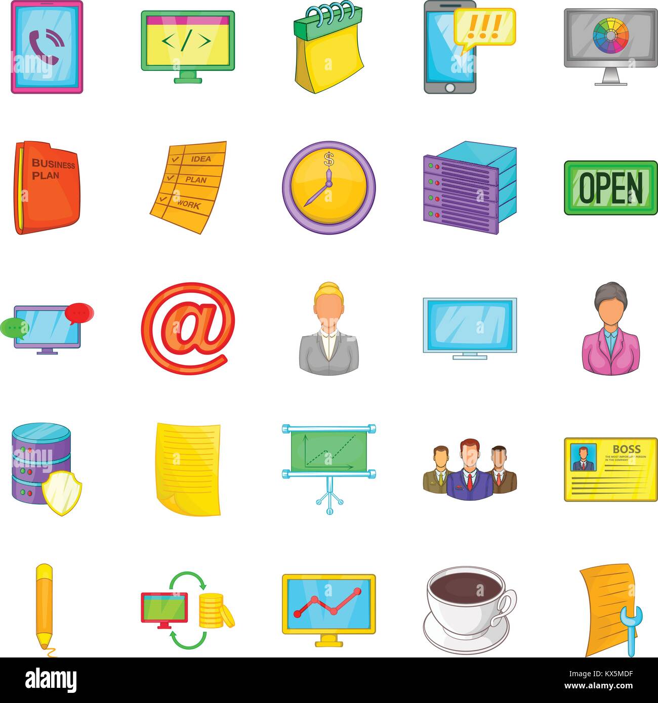 Business department icons set, cartoon style Stock Vector Image & Art ...
