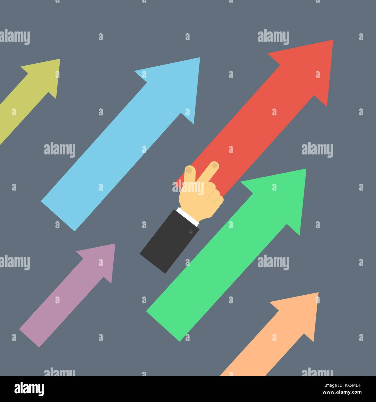 Businessman points the direction with his hand up. The concept of ...