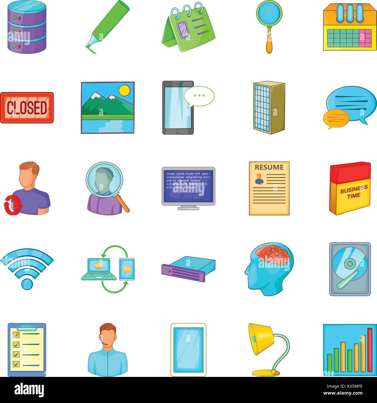 Desk icons set, cartoon style Stock Vector Image & Art - Alamy