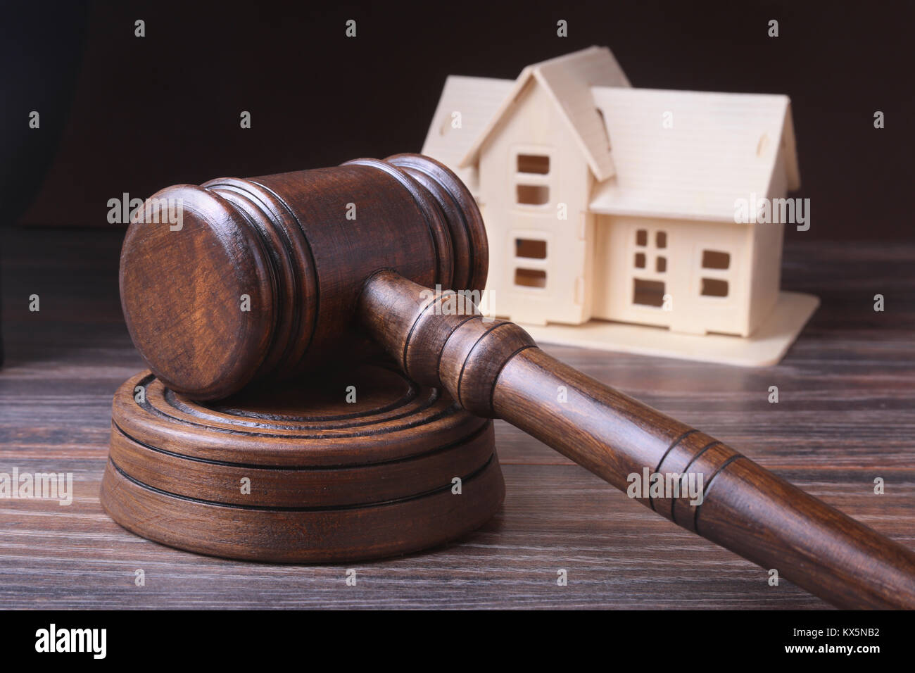 House Auction, auction hammer , symbol of authority and Miniature house ...