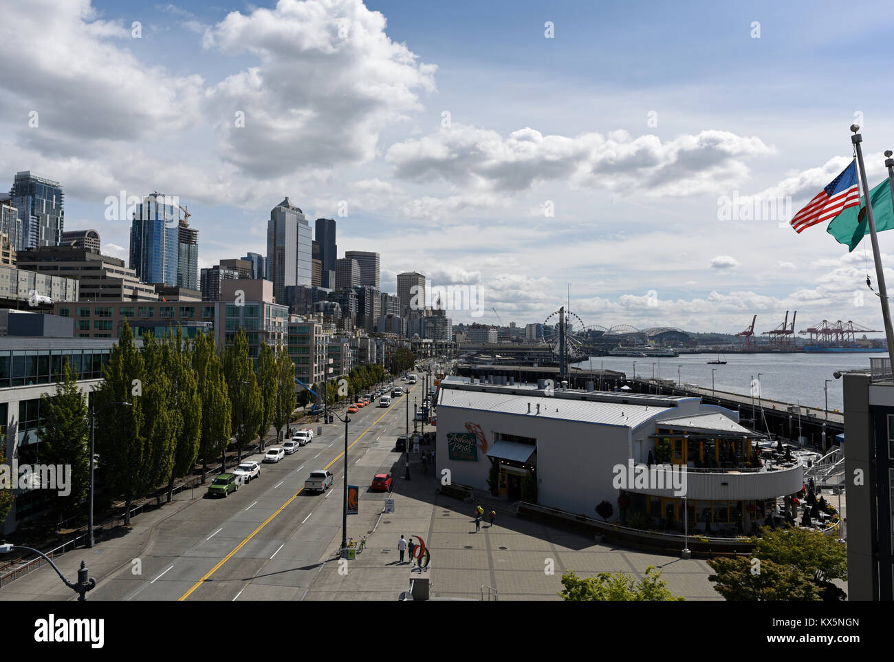 The waterfront and business district near Pike Place Market, Seattle ...