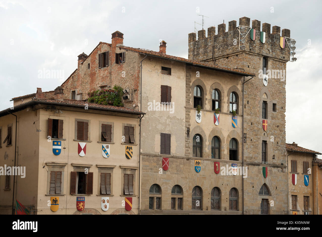 Medieval Piazza Grande in Historic Centre of Arezzo, Tuscany, Italy. 5 ...