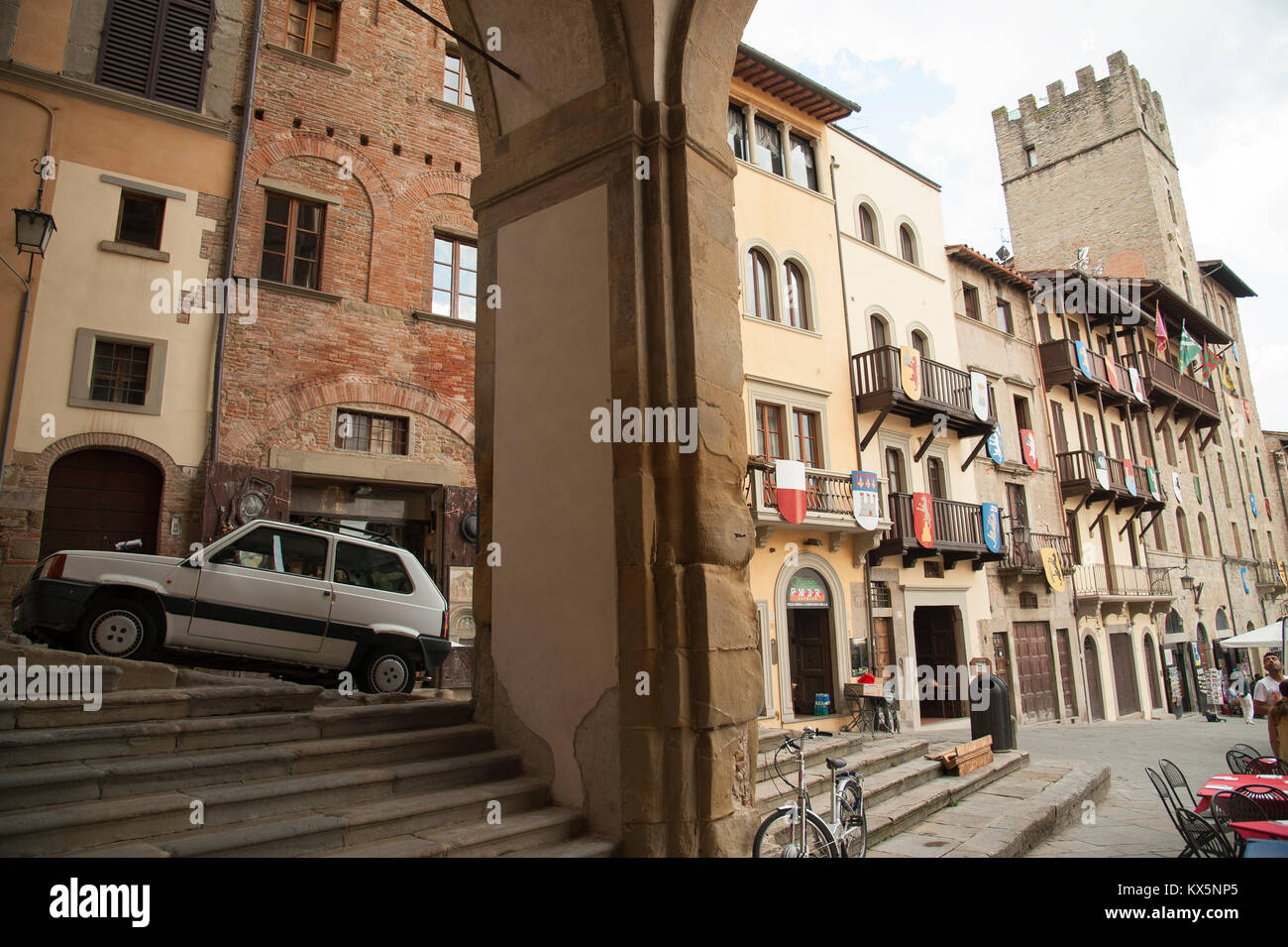 Medieval Piazza Grande in Historic Centre of Arezzo, Tuscany, Italy. 5 ...