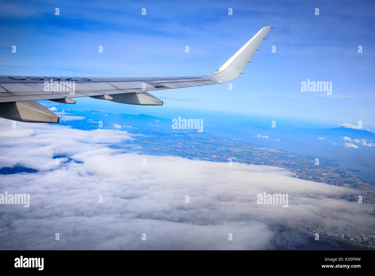 Aerial view of Manila area as seen from the airplane on a sunny day ...