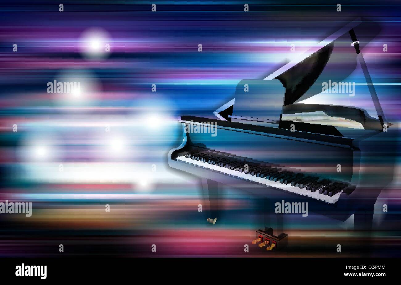 abstract blue white music background with grand piano Stock Vector ...