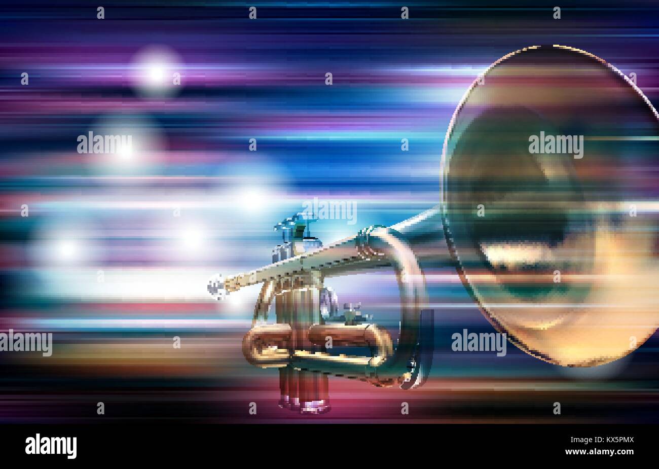 abstract blue white music background with trumpet Stock Vector Image ...