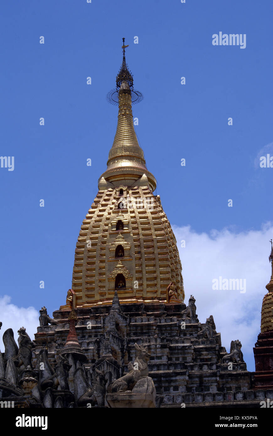 Golden spire of temple Ananda in Bagan, Myanmar Stock Photo - Alamy