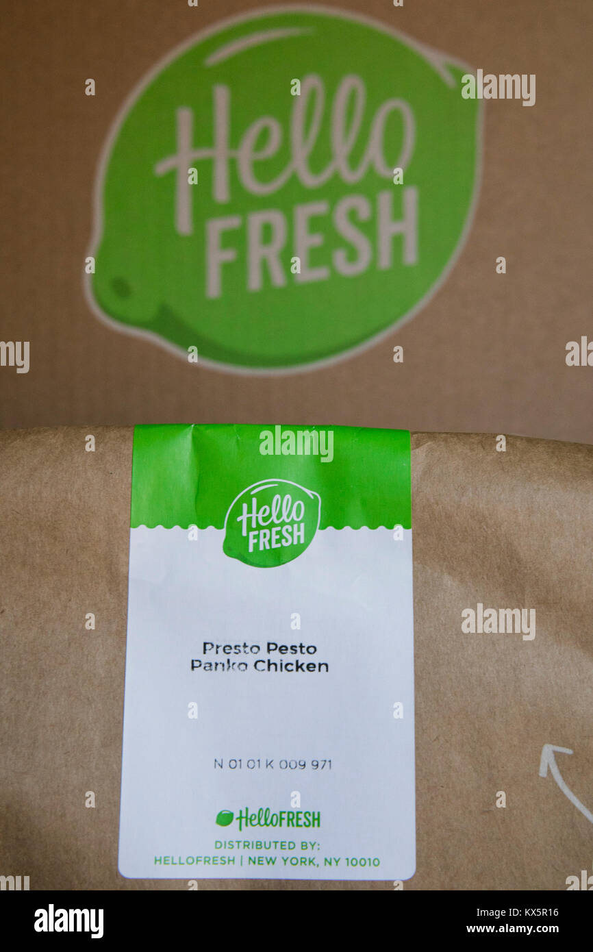 The contents of a HelloFresh meal delivery kit as seen on January 3 ...