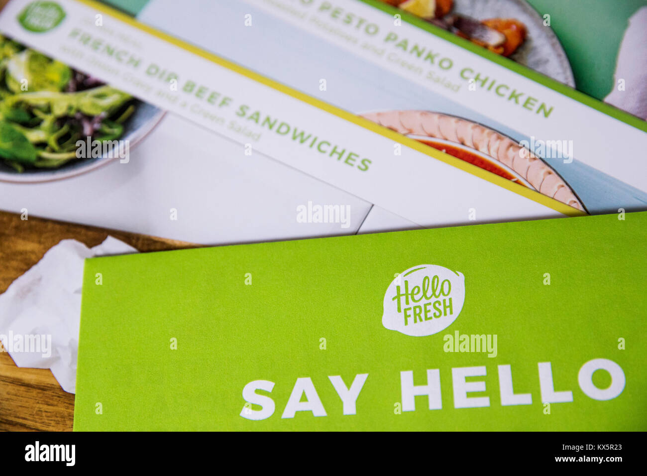 The contents of a HelloFresh meal delivery kit as seen on January 3 ...