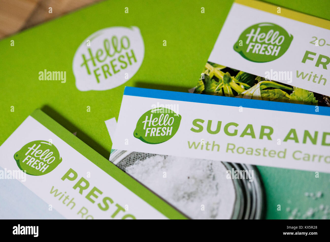 The contents of a HelloFresh meal delivery kit as seen on January 3 ...