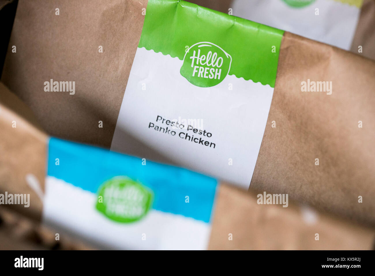 The contents of a HelloFresh meal delivery kit as seen on January 3 ...