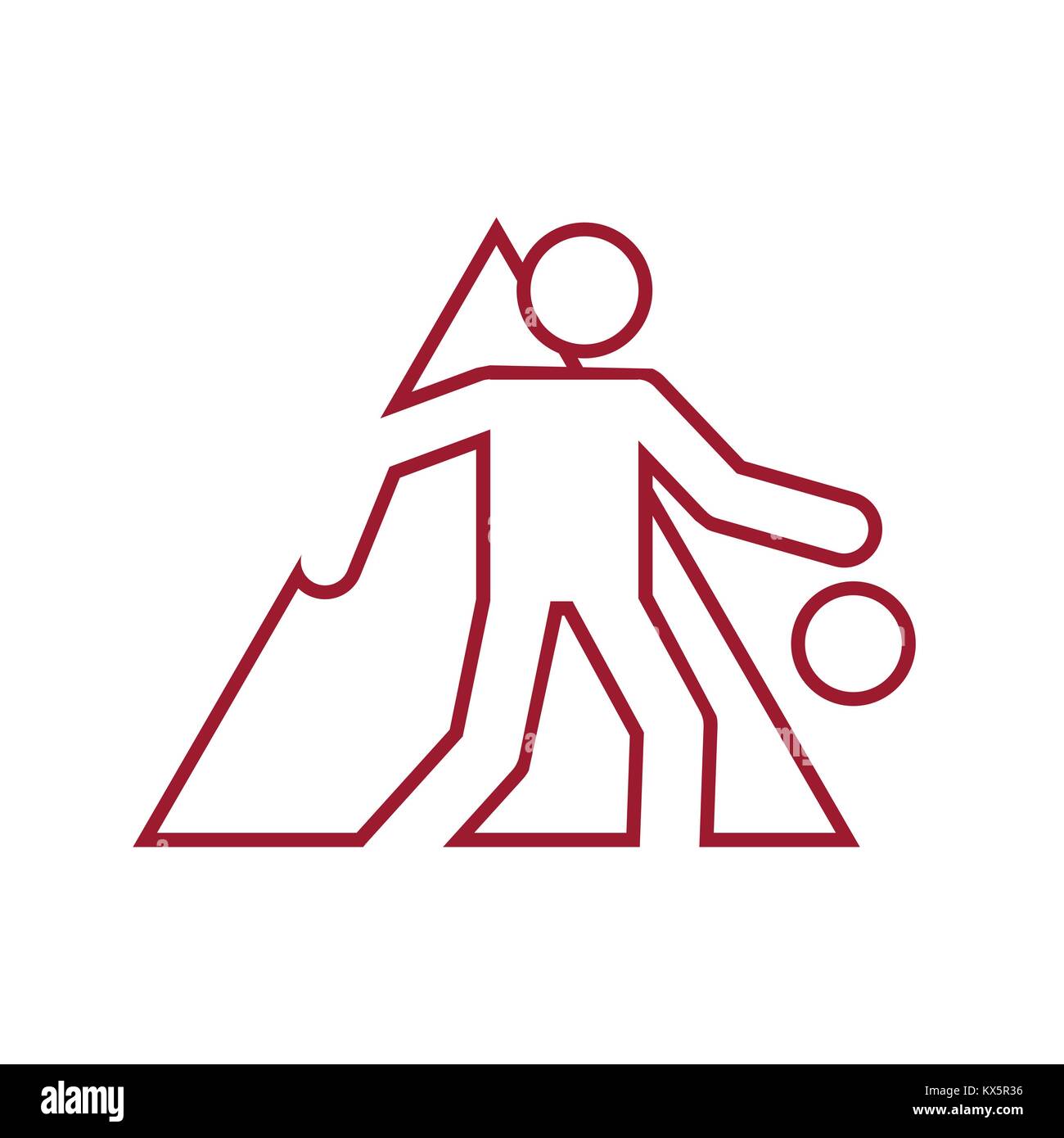 Triangle Shape Basketball Dribbling Outline Sport Figure Symbol Vector ...