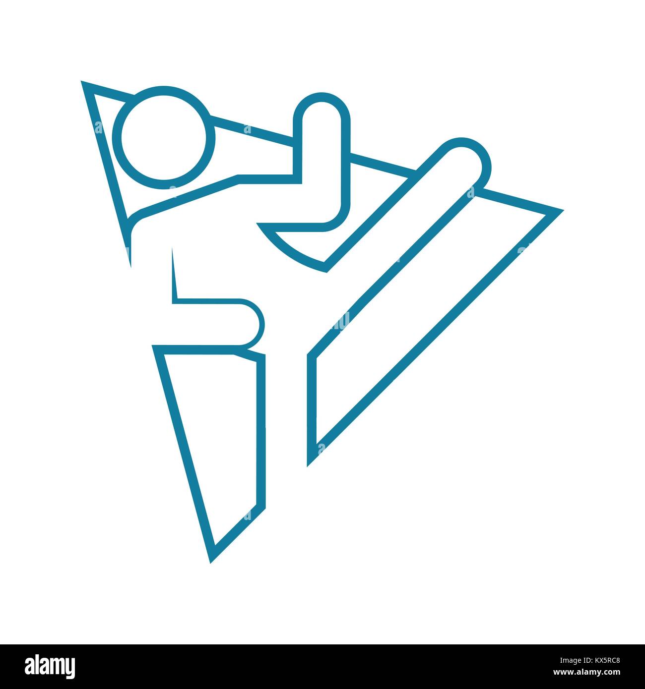 Triangle Shape Karate Kick Outline Sport Figure Symbol Vector ...