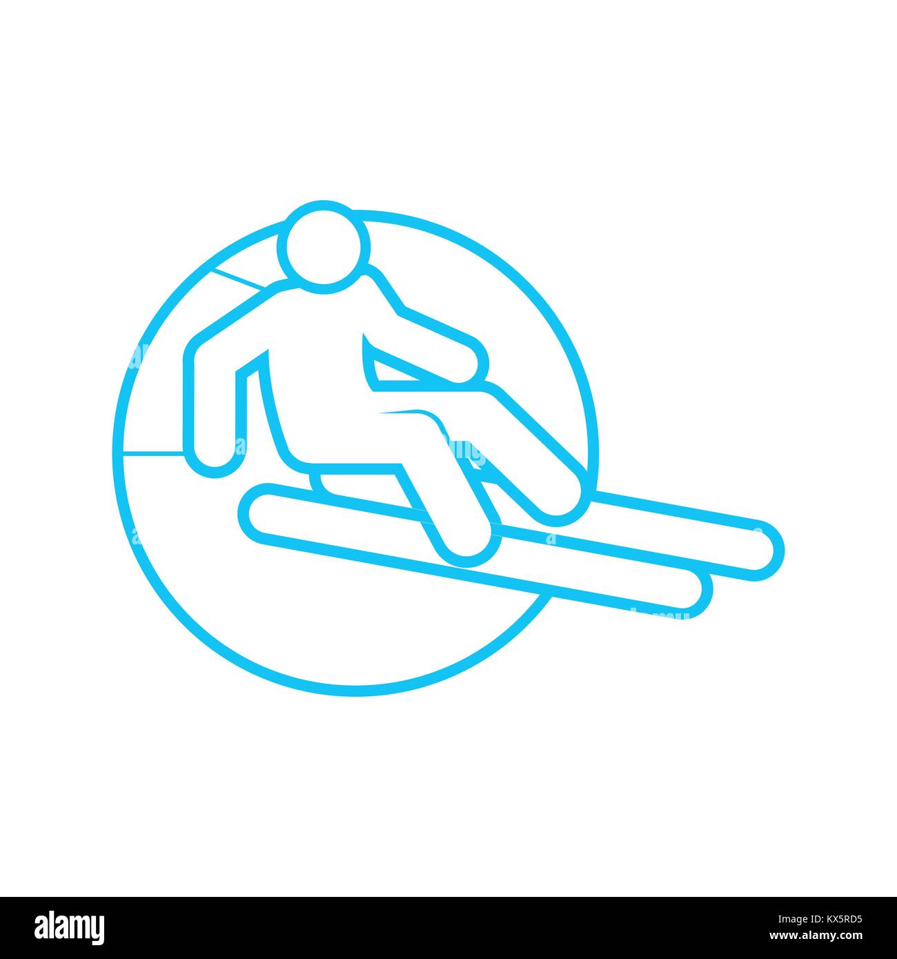 Circle Shape Skiing Outline Sport Figure Symbol Vector Illustration ...