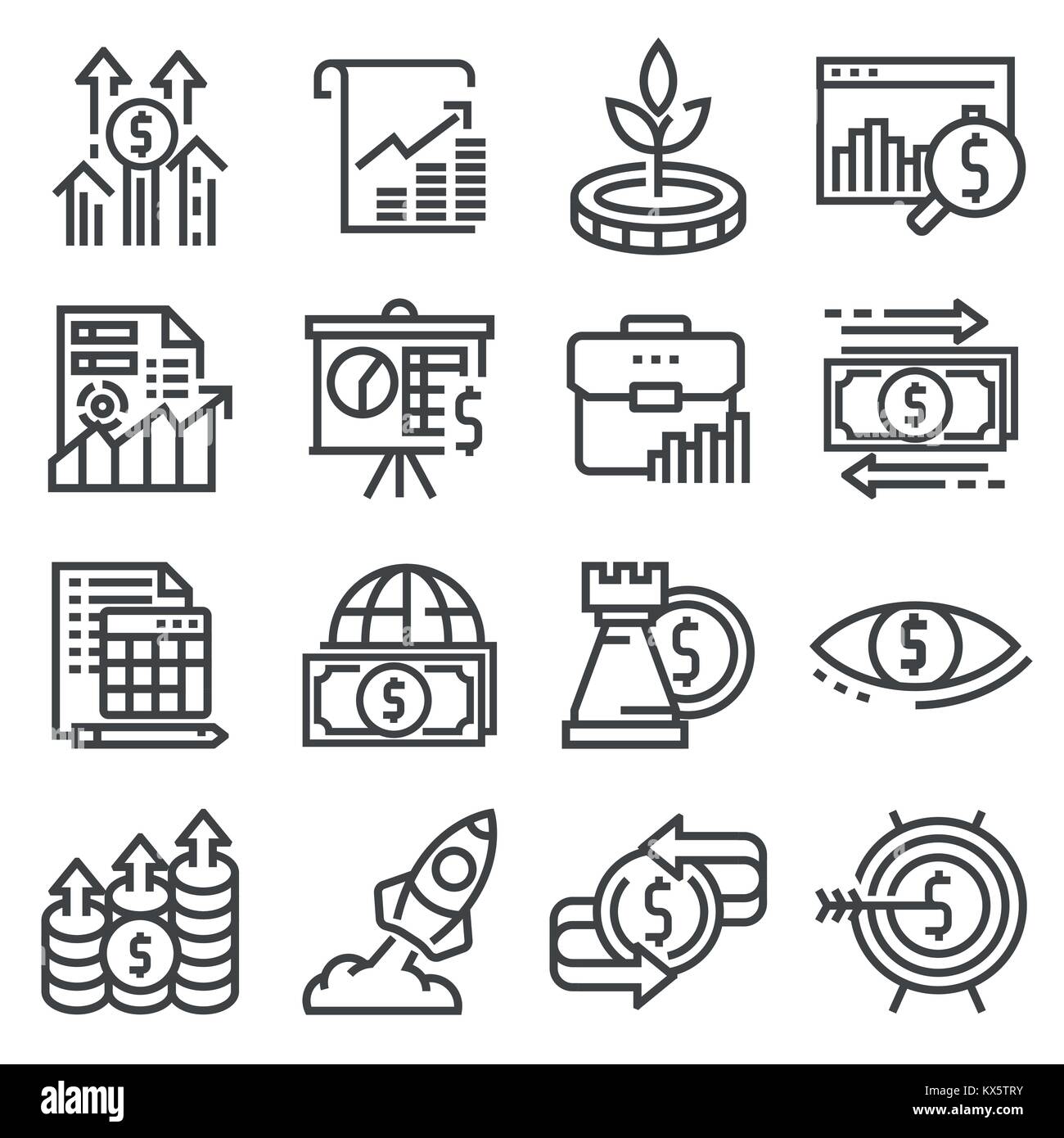 Vector Investment icons set. Money, finance banking illustration Stock ...